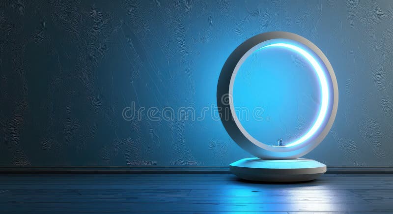 3D Render of Simple White Plastic Light Blue Oval Shape Table Lamp with ...
