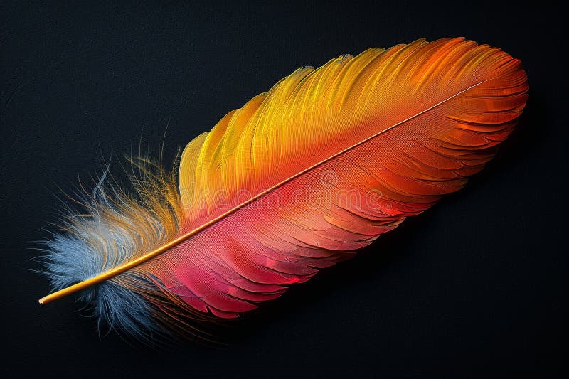 3D Render of a Single Feather on a Black Background, Close-up, with ...