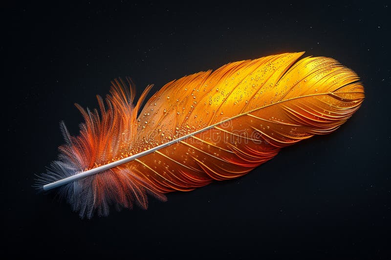 3D Render of a Single Feather on a Black Background, Hyper-realistic ...