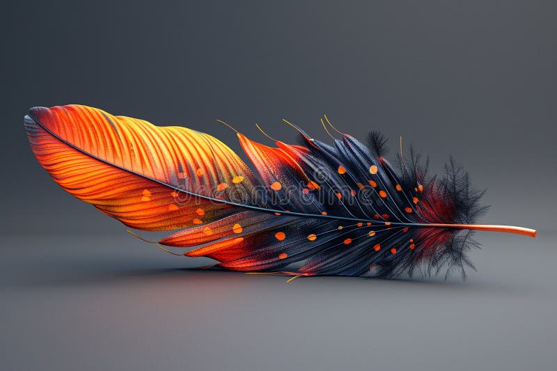 3D Render of a Single Feather, Floating in the Air, Side View, Isolated ...