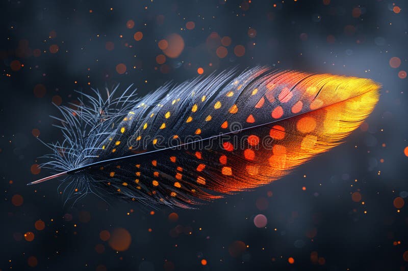 3D Render of a Single Feather, Floating in the Air, Side View, Isolated ...