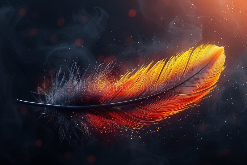 3D Render of a Single Feather, Floating in the Air, Side View, Isolated ...