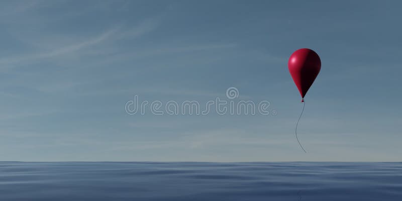 3d Render of Single Hot Air Balloon Over Calm Sea Stock Illustration ...
