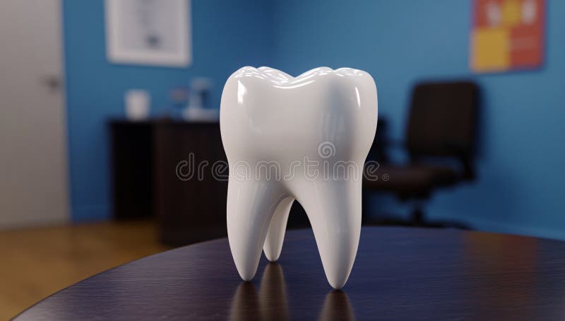 3D Render of Single White Tooth on Table in Dental High Quality Image ...