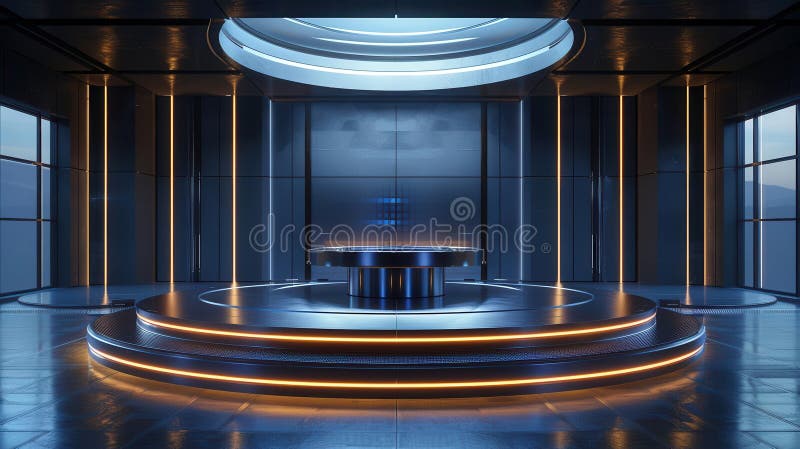 3D Render of a Sleek Product Presentation on a Circular Podium ...
