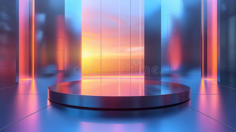 3D Render of a Sleek Product Presentation on a Circular Podium ...