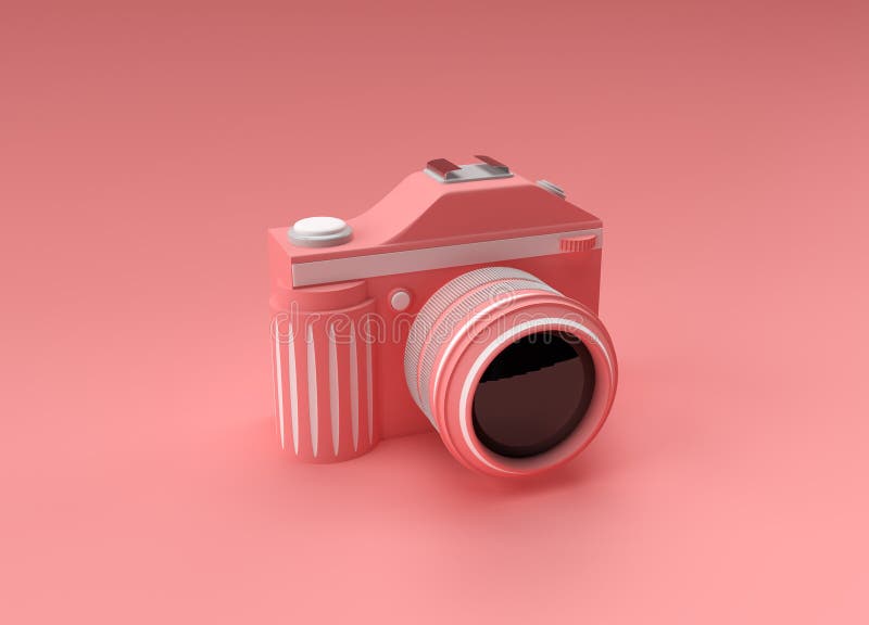 3D Render SLR Camera on a Color Illustration Stock Illustration ...