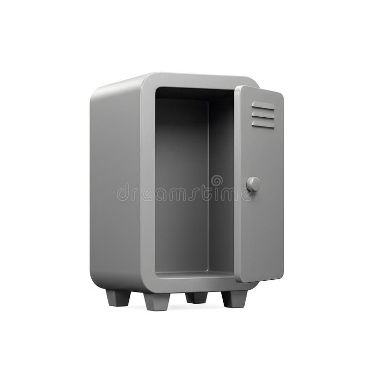3D Render of a Small Grey Locker with an Open Door, Isolated on White ...
