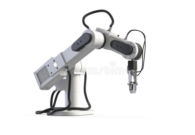 3D Render of Robot Arm Isolated on White Stock Illustration ...