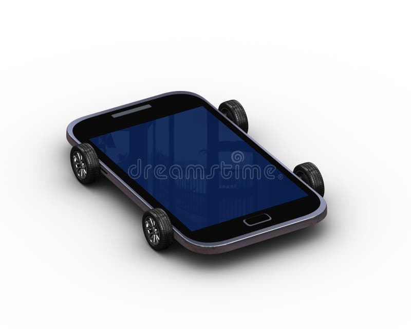 3d Render of Smart Mobile Phone on Wheel Stock Illustration ...