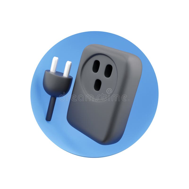 3d Render Smart Plug Icon on White for Smart Home App and Wifi Smart ...