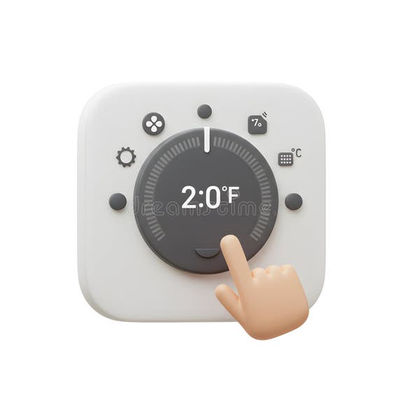 3D Render of Smart Thermostat Interface Temperature Control Digital ...