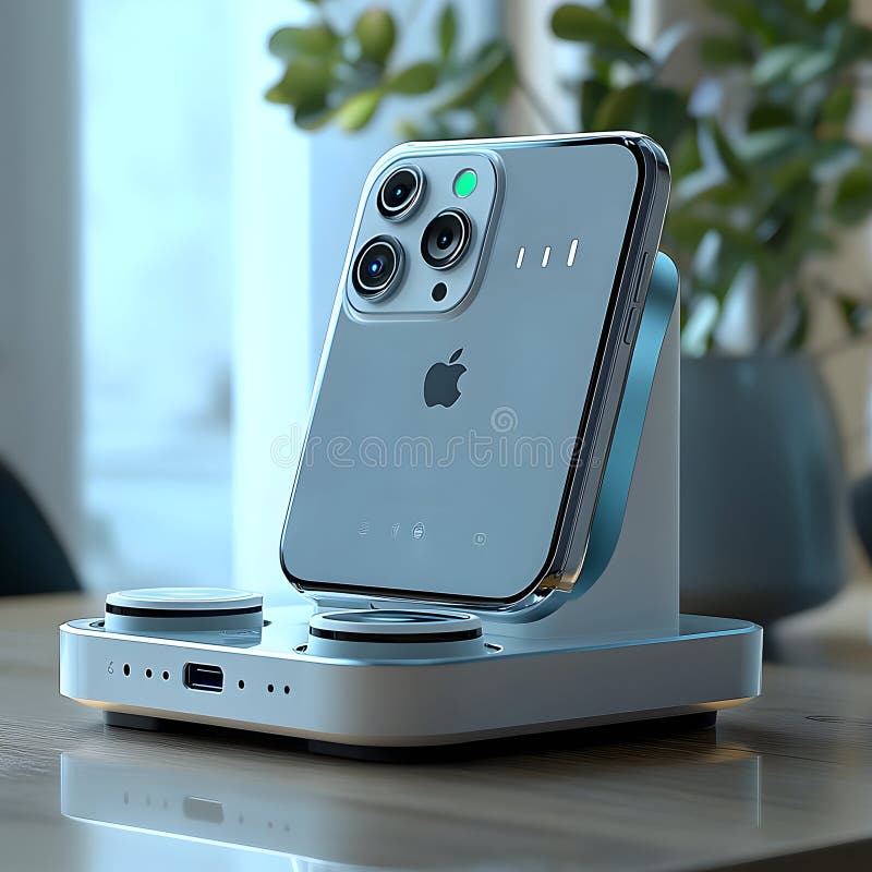 3D Render of Smartphone Charging on a Wireless Charging Pad Stock ...