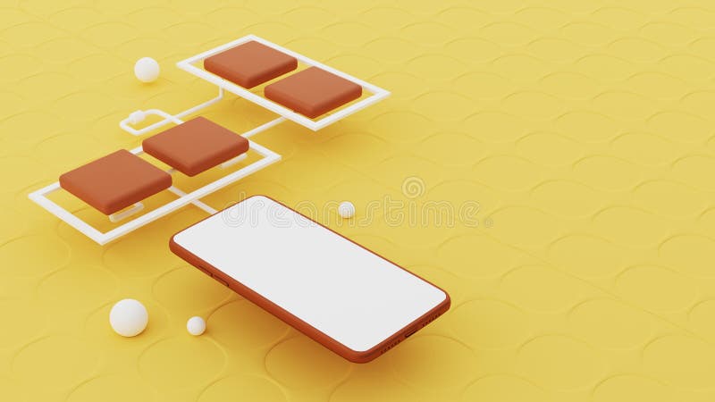 3D Render of Smartphone Connected with User Interface Thumbnails on ...