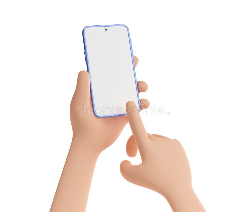 3d Render Smartphone in Hand with Finger on Screen Stock Illustration ...