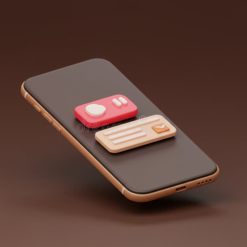 3D Render of Smartphone with Minimalist App Interface Stock ...