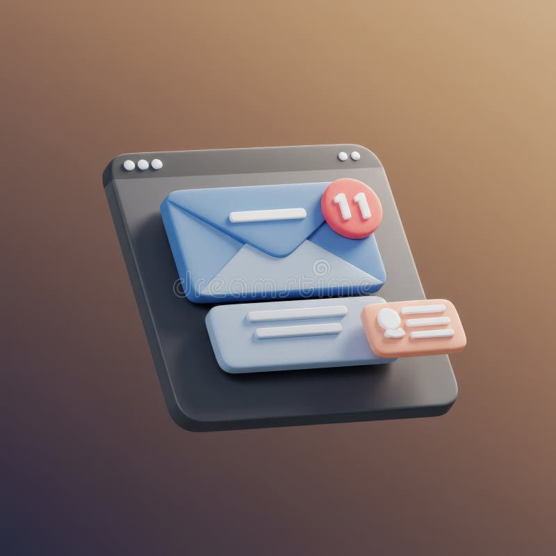 3D Render of Smartphone Notification Icons Stock Illustration ...