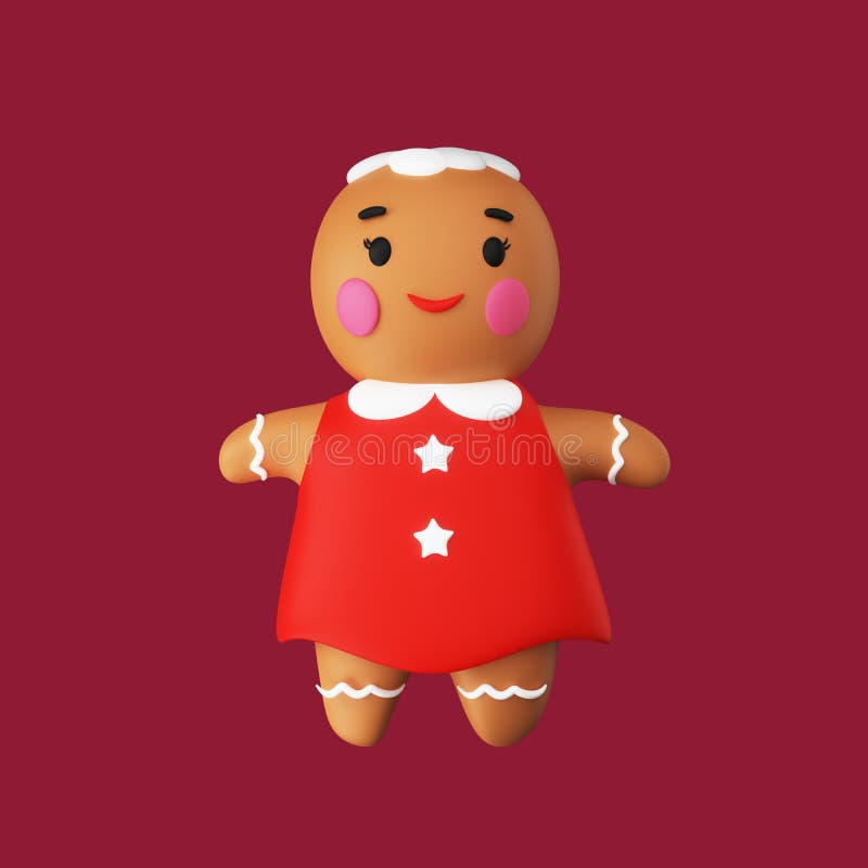 Sad Gingerbread Girl Cookie with Bite Outline and Colored Doodle ...