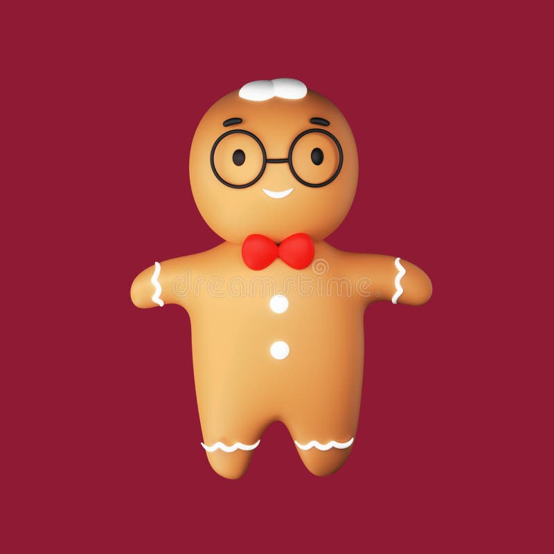 3D Render of Smiley Gingerbread Man for Merry Christmas Stock ...
