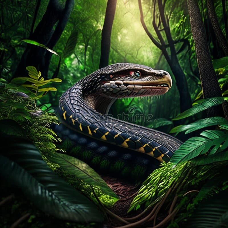 3d Render of a Snake in the Forest. 3d Illustration Generative AI Stock ...