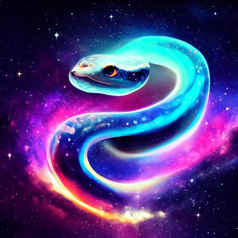 3d Render of a Snake in Space with Stars and Nebula Generative AI Stock ...