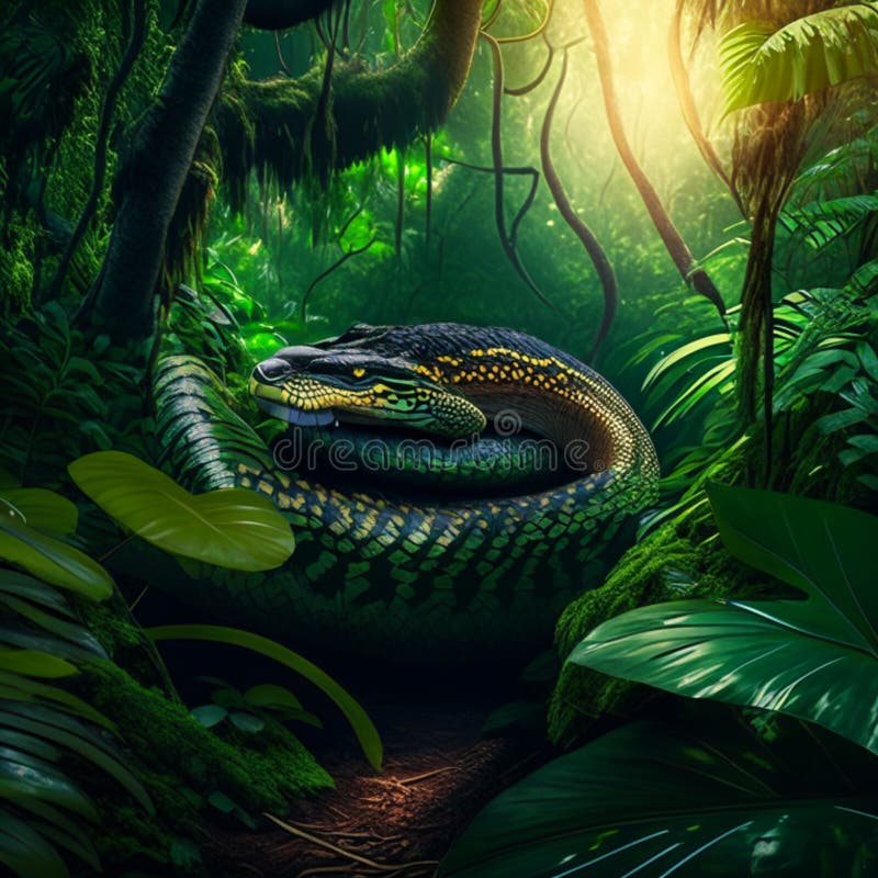 Tropical Snake in the Rainforest. Animal in the Rainforest Stock Photo ...