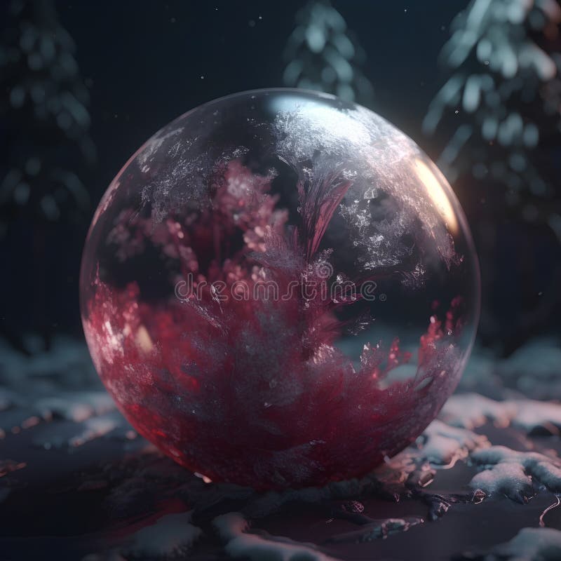 3d Render of Snow Globe in Winter Forest with Snowflakes Stock ...