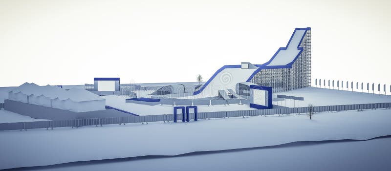 3d Illustration of a Snowboard and Freestyle Ramp Stock Illustration ...