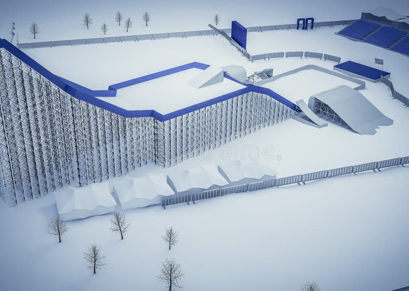 3d Illustration of a Snowboard and Freestyle Ramp Stock Illustration ...