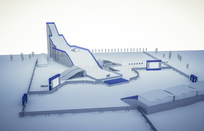 3d Illustration of a Snowboard and Freestyle Ramp Stock Illustration ...