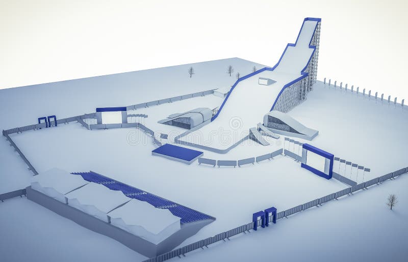 3d Illustration of a Snowboard and Freestyle Ramp Stock Illustration ...