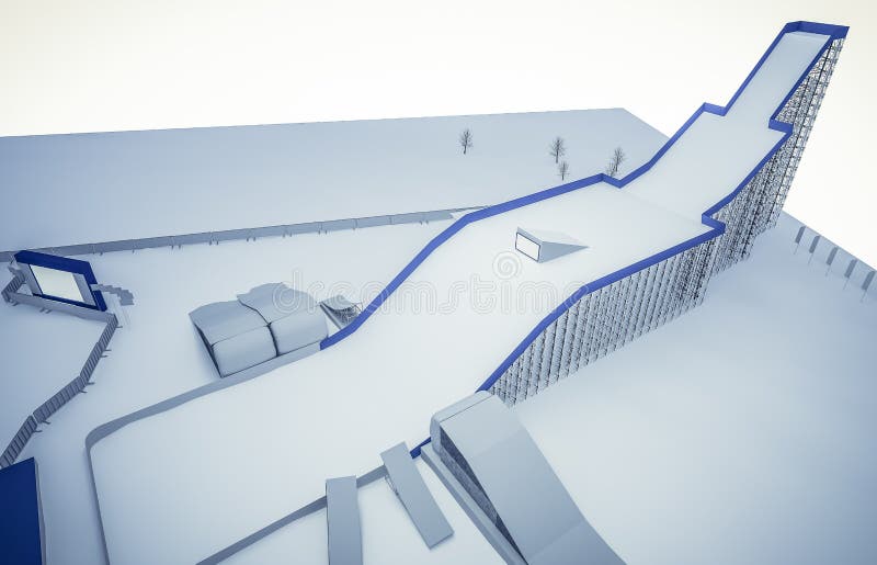 3d Illustration of a Snowboard and Freestyle Ramp Stock Illustration ...