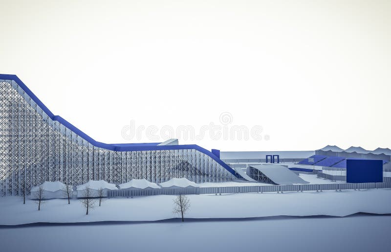 3d Illustration of a Snowboard and Freestyle Ramp Stock Illustration ...