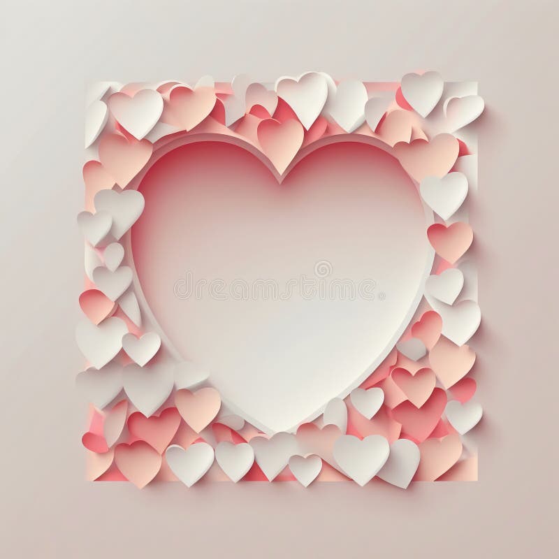 3D Render of Soft Color Paper Cut Heart Shape Background Stock ...