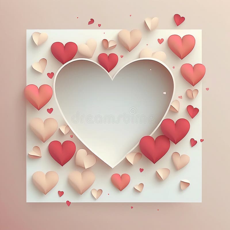 3D Render of Soft Color Paper Cut Heart Shape Background Stock ...