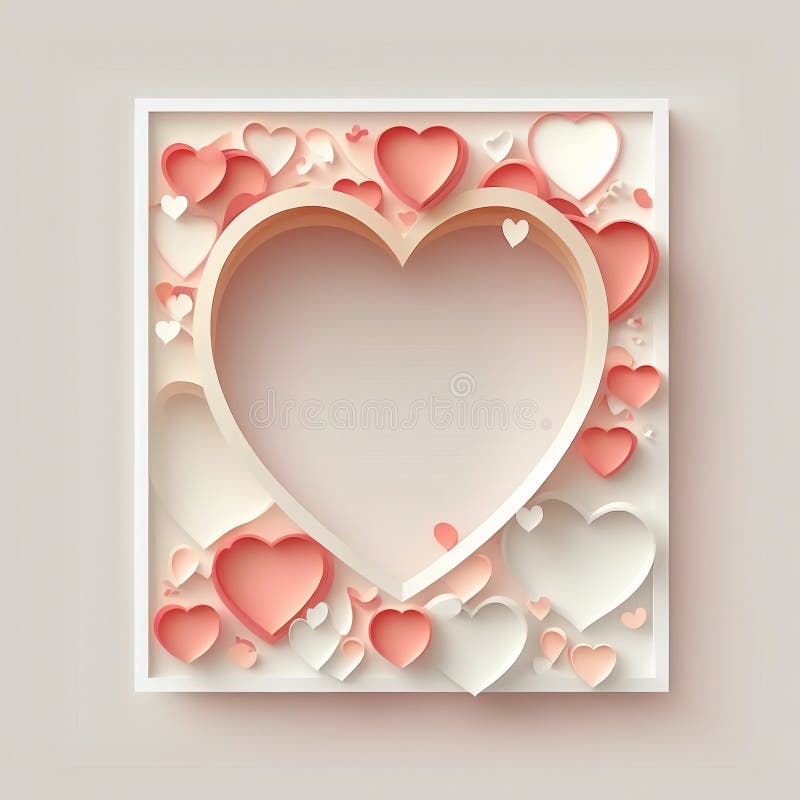 3D Render, Soft Color Paper Hearts Shape Stock Illustration ...