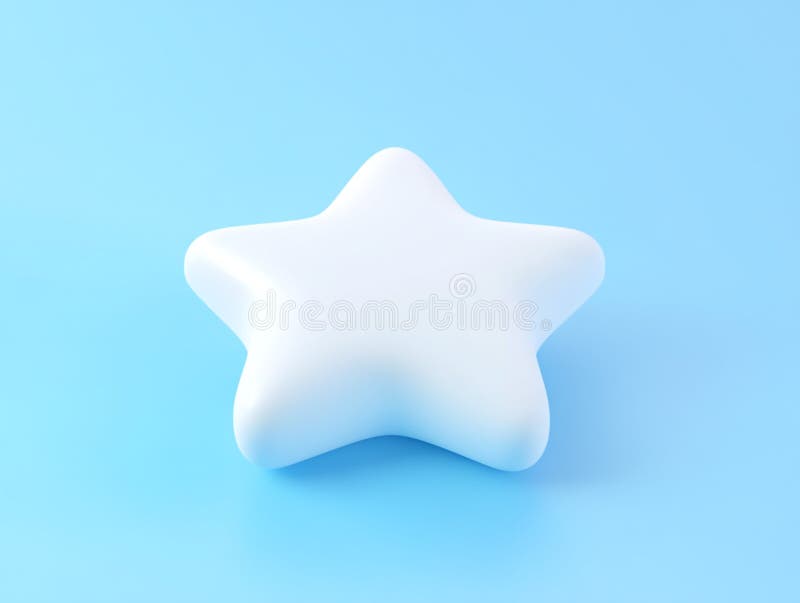 3D Render Soft White Star Shape on Light Blue Background Stock ...