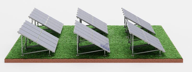 3D Render of Solar Panel Farm Stock Illustration - Illustration of ...