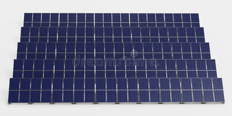 3D Render of Solar Panel Farm Stock Illustration - Illustration of ...