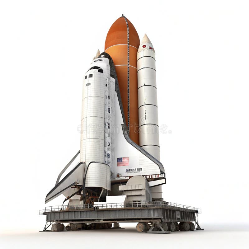 Space Shuttle 3D Render Isolated on White Background Stock Illustration - Illustration of ...