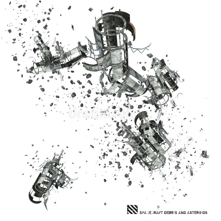 Destroyed Spacecraft in Space Stock Image - Illustration of junk ...