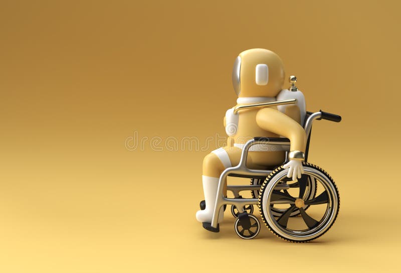 3d Render Spaceman Astronaut Sitting on Wheelchair 3d Illustration ...