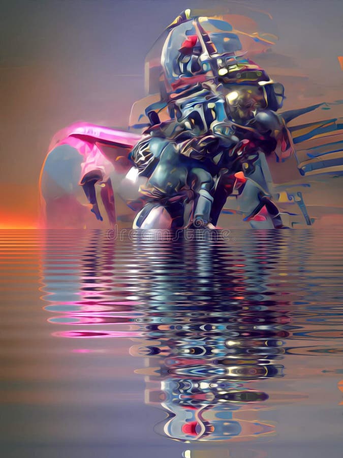 3d Render of a Spaceship on the Water, Digital Illustrations Stock ...