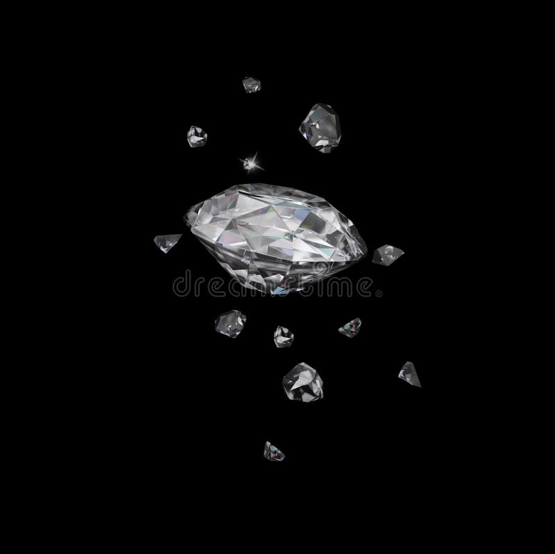 3d Render, Sparkling Diamond Broken Stock Illustration - Illustration ...