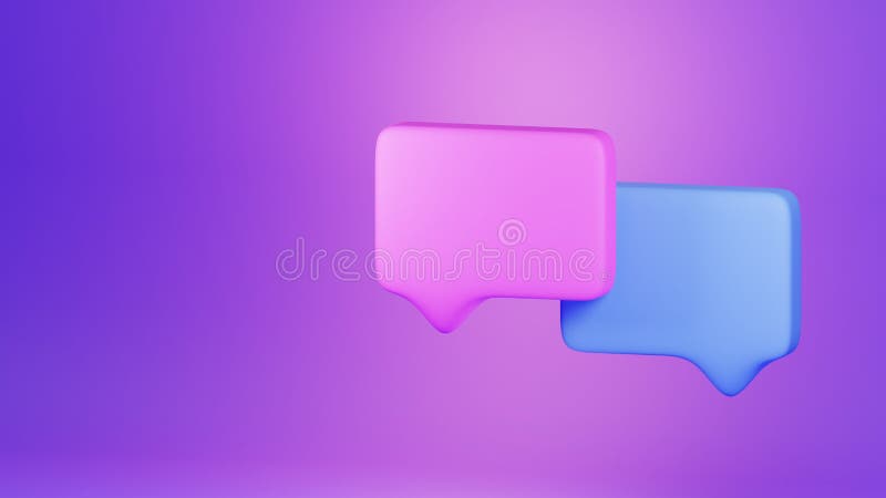 3D Render Speech Bubble Isolated on Purple Background. Chat ...