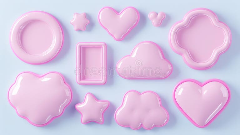 3D Render of Speech Bubbles, Cloud, Heart, Round, and Oval Shaped ...