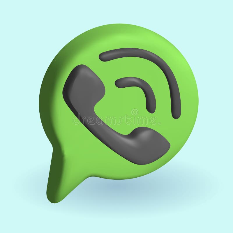 3d Render Speech Green Bubble Phone. Sticker Chat Stock Vector ...