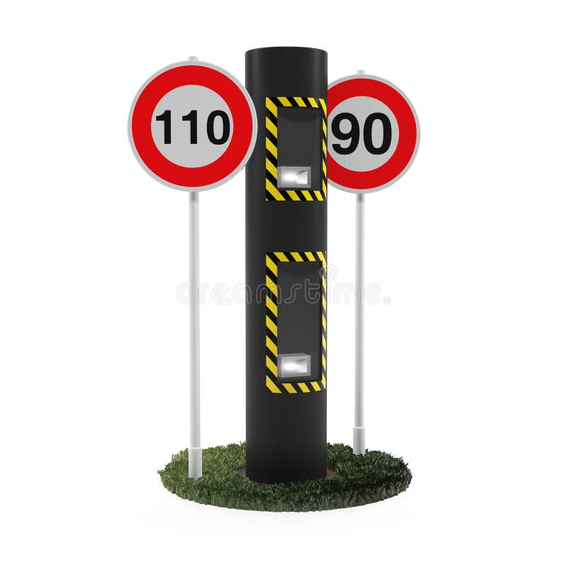 Speed Limit Radar on White Background Stock Illustration - Illustration ...