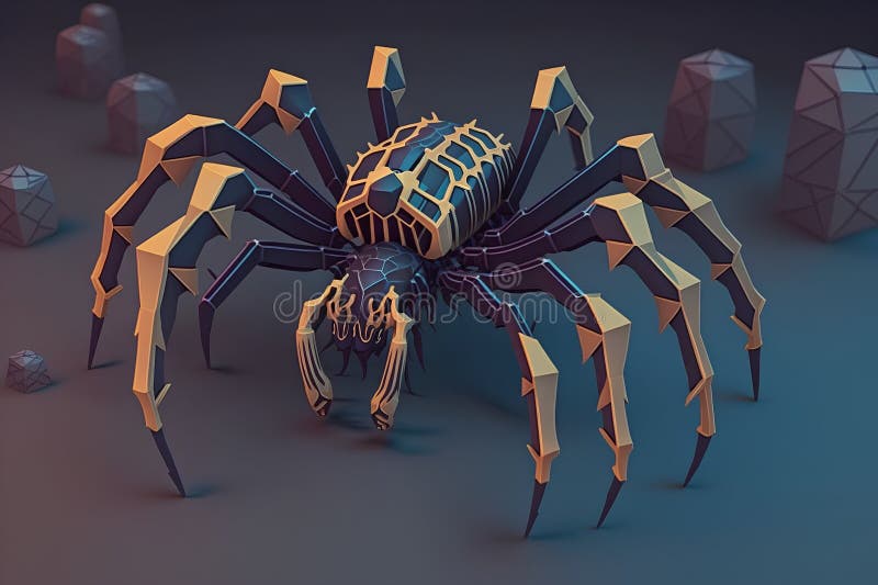 3d Render of a Spider in the Style of a Low Poly Stock Illustration ...
