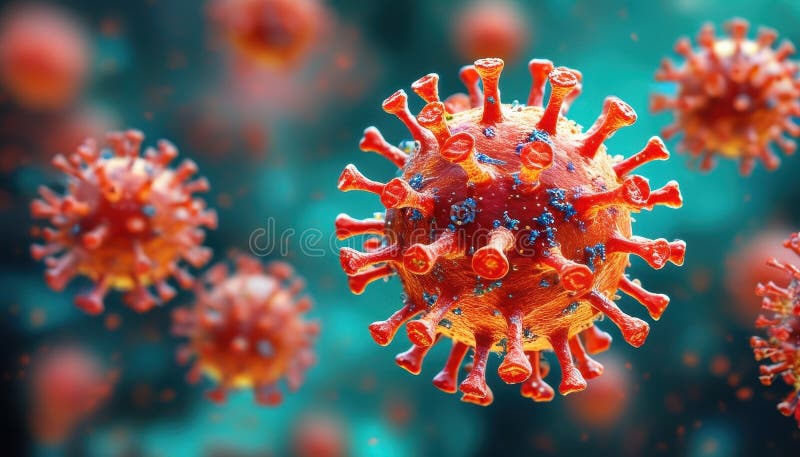 3D Render of a Spiked Virus, Highlighting Detailed Structure Against a ...